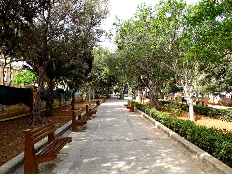 The Small Park in Floriana, Malta Stock Image - Image of bronze, triton ...