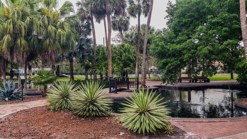 Small Park with Water Fountain Stock Photo - Image of greenery, city ...