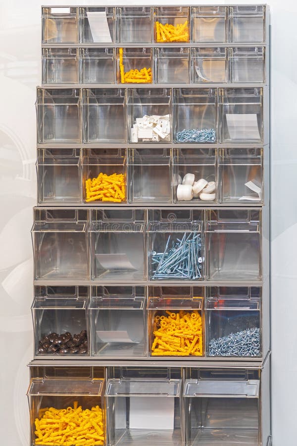 Small Parts Rack stock image. Image of bins, goods, merchandise - 194437301