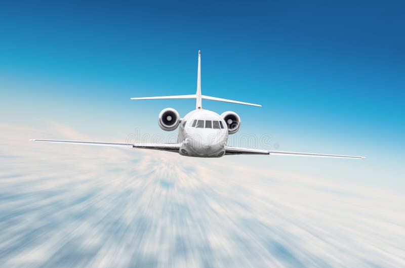 Small Passenger Airplane Flies at High Speed in the Sky. Stock Image ...