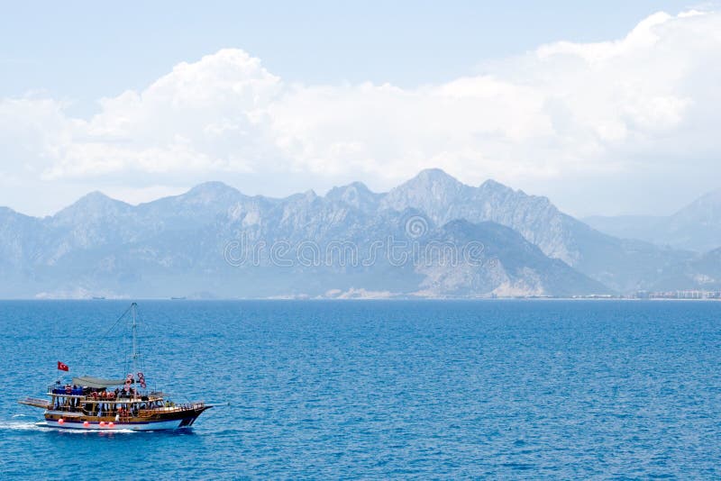 A Small Passenger Boat in Mediterranean Stock Image - Image of ...