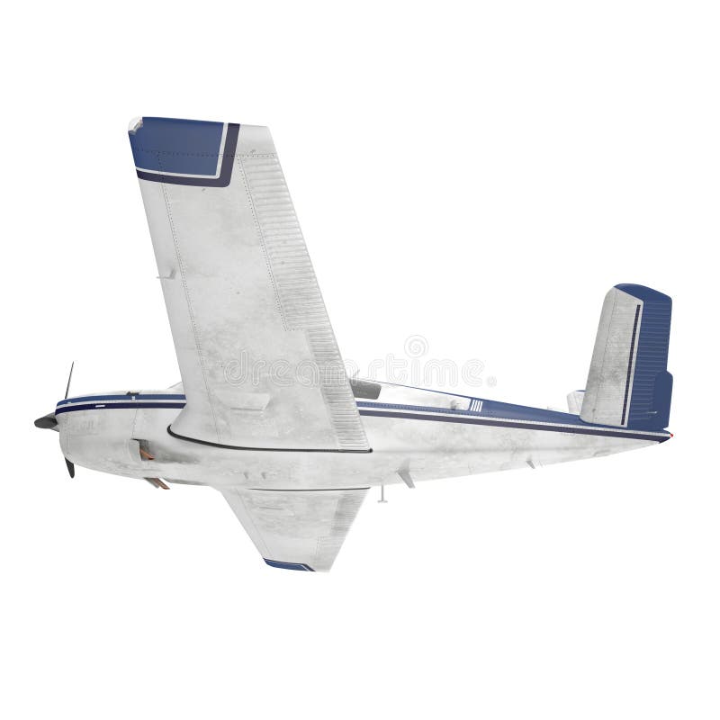 Old Propeller Plane Flight On White Background. Top View. 3d Rendering ...
