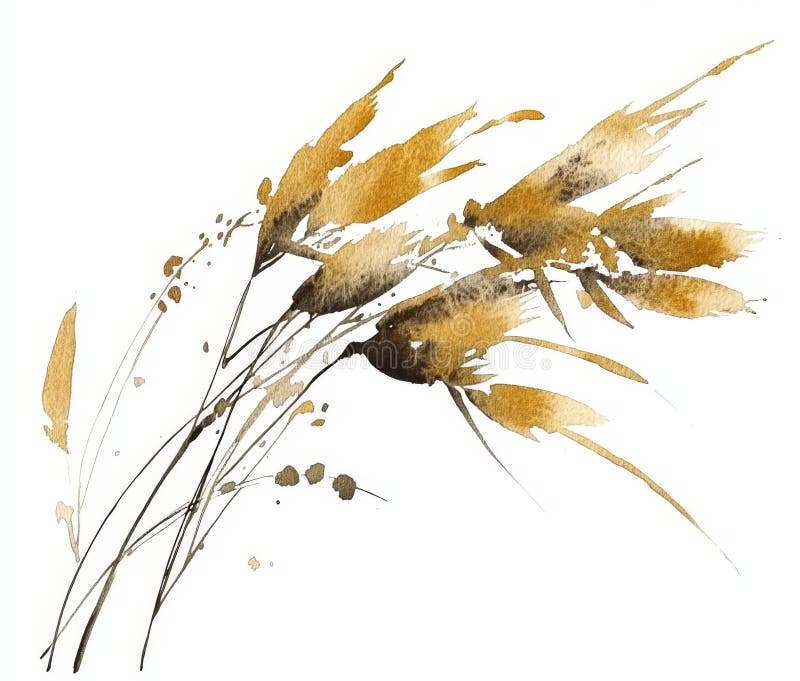 A Small Patch of Grass is Depicted in an Image of Watercolor Art Stock ...