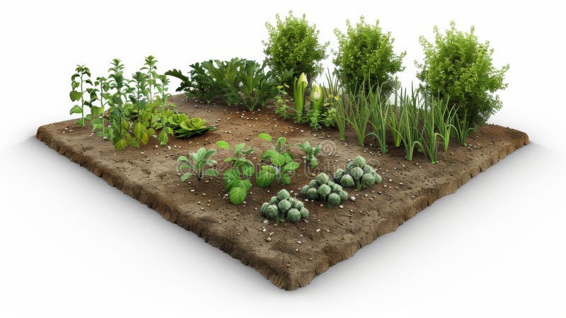 A Small Patch of Soil with Various Plants and Herbs Growing ...