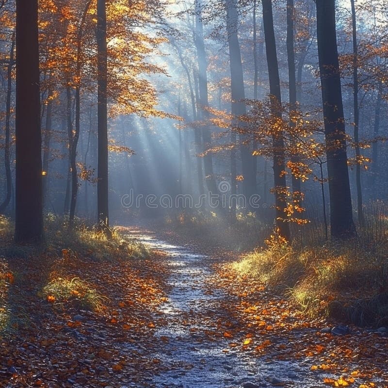 A Small Path in a Forest Created by Ai Stock Photo - Image of plant ...