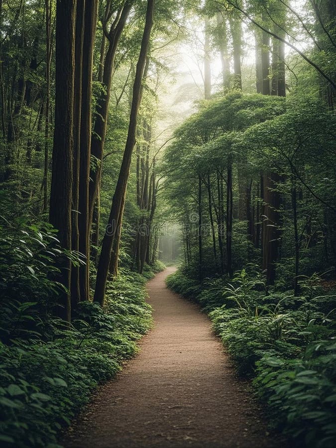 The Small Path in the Forest Stock Illustration - Illustration of pine ...