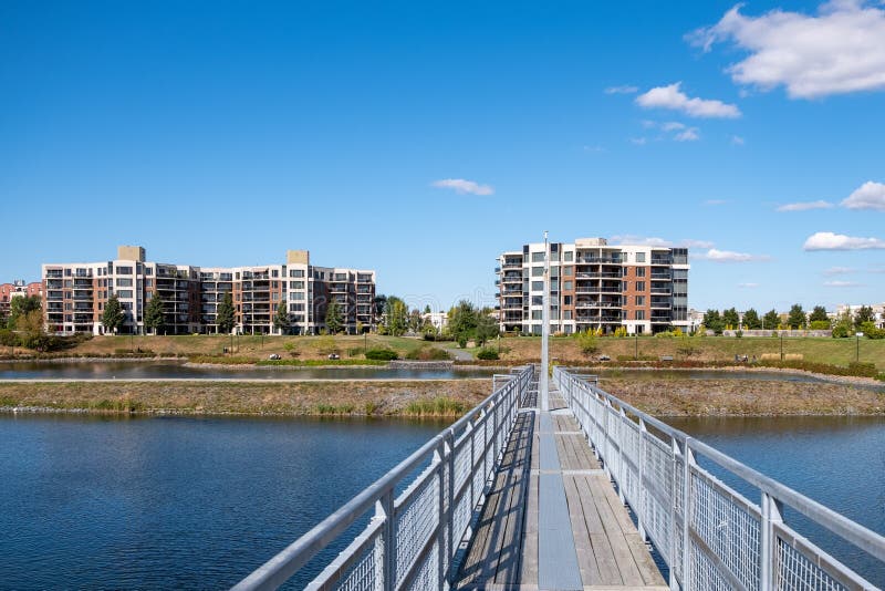 Small Pedestrian Bridge in an Urban Development Stock Photo - Image of ...