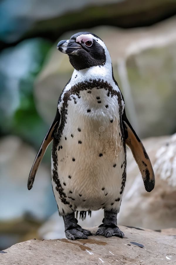 A Small Penguin Standing on Top of a Rock. Generative AI Stock Photo ...