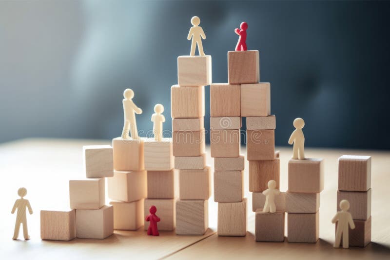 Small People Figures on Wooden Cubes. Teamwork and Development ...