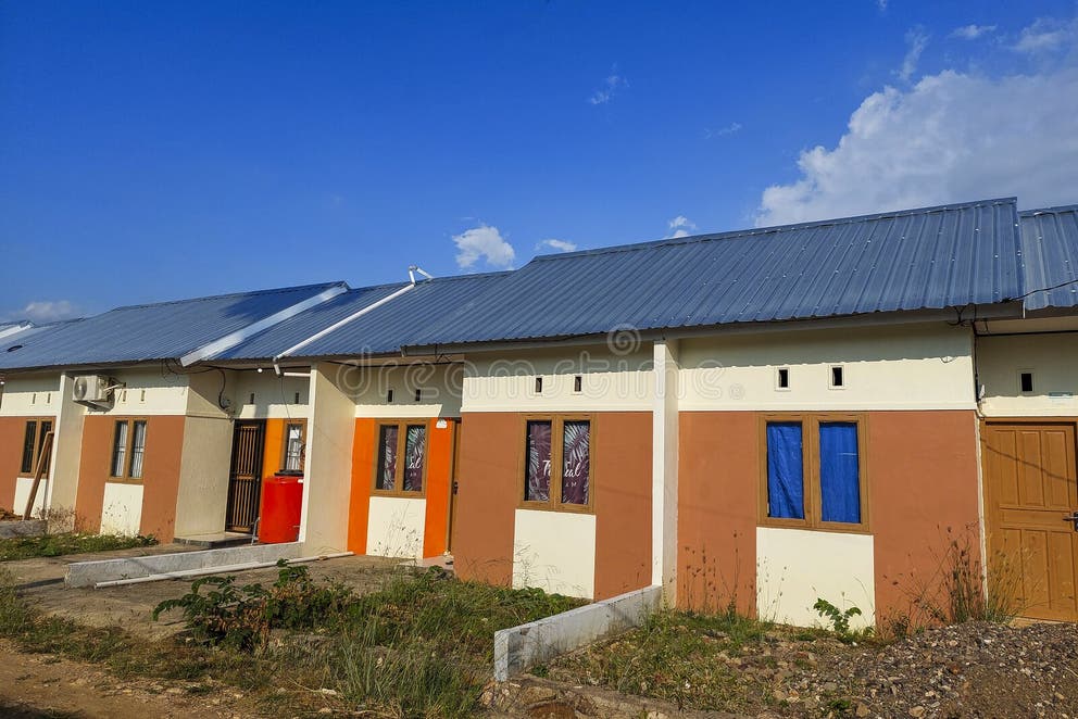 Small Permanent Houses in a Row Stock Image - Image of front, lower ...