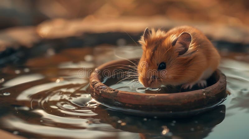 Small Pet Hamster Drinking Water from a Drinking Bottle in the House ...