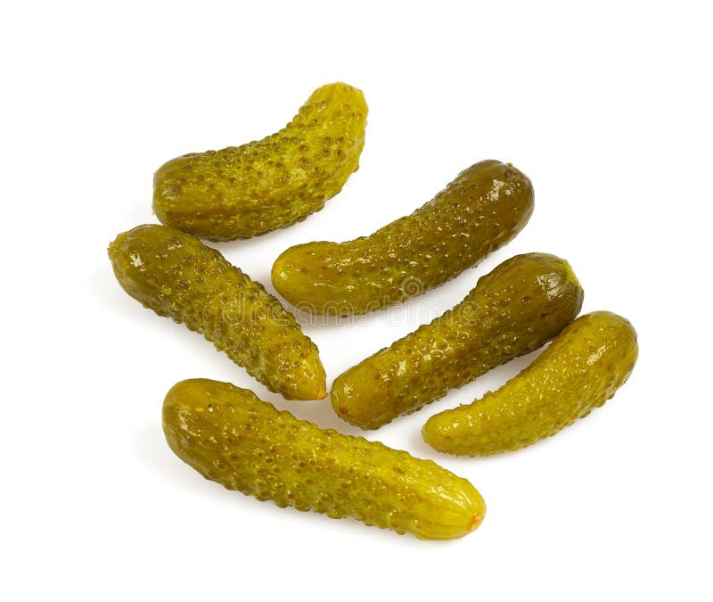 Small Pickled Cucumbers Isolated on White Backrgound Stock Photo ...