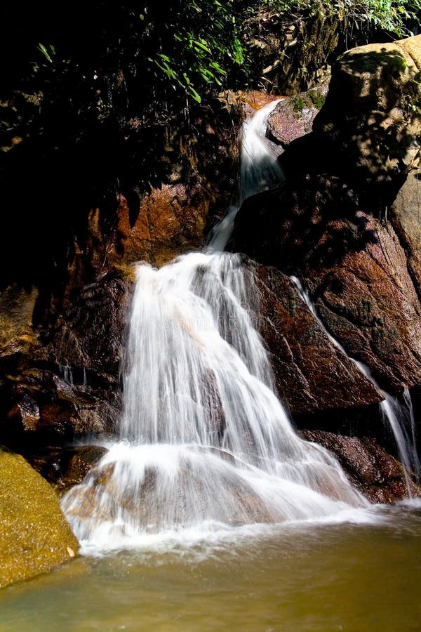 A Small Picturesque Waterfall of the Island of Phuket. Stock Image ...