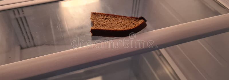 Small Piece of Bread in Empty Refrigerator Stock Photo - Image of ...