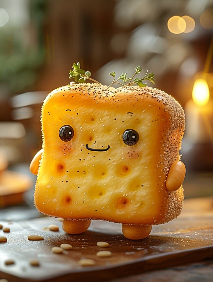 Small Piece of Bread with a Face on it Stock Illustration ...