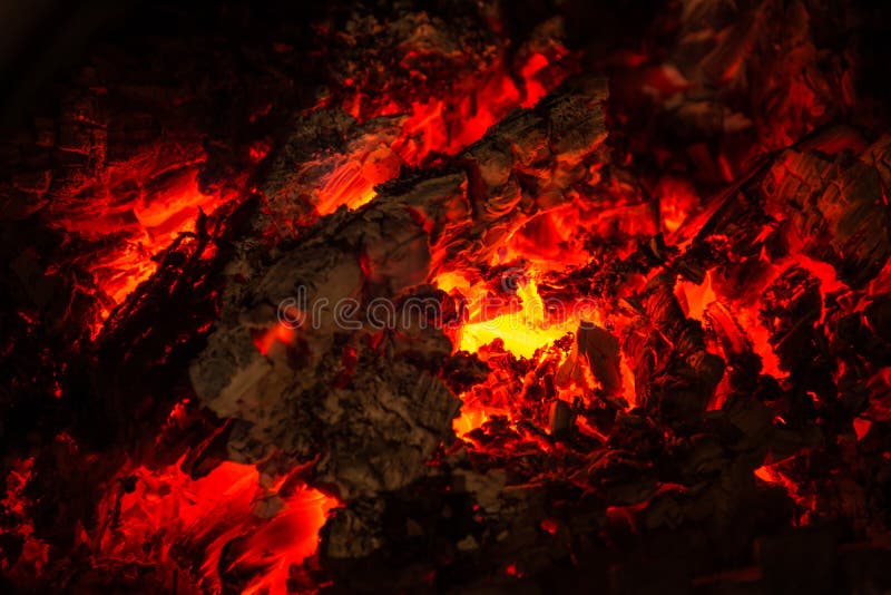 A Small Piece of Burning and Glowing Wood Stock Photo - Image of ...