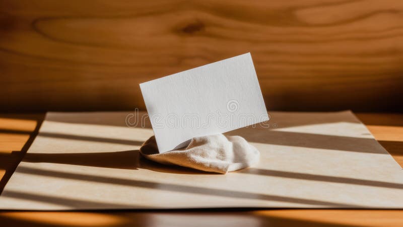 A Small Piece of Paper Sitting on Top of a Wooden Table, AI Stock Image ...