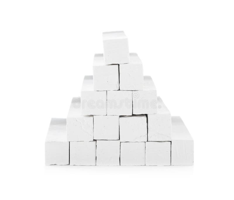 Small Pieces of Chalk on White Background Stock Image - Image of study ...