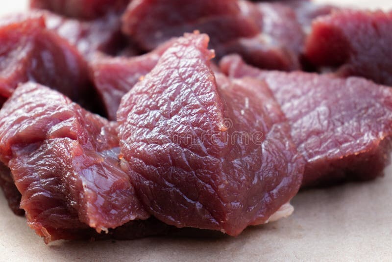 Small Pieces of Fresh Beef on Food Paper Stock Image - Image of cook ...