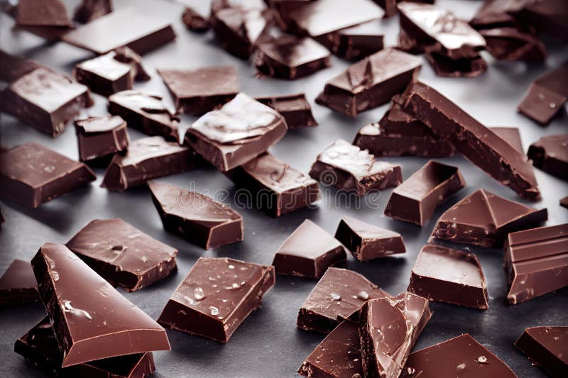 Small Pieces of Milk Chocolate Bar Lying on Table on Gray Background ...