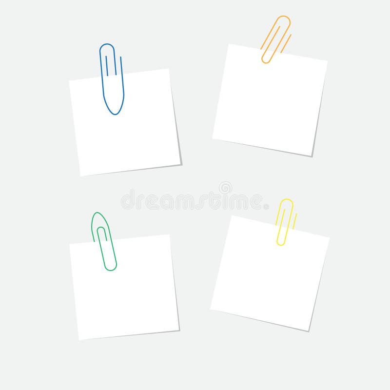 Small Pieces of Paper with Colorful Paper Clips Stock Illustration ...