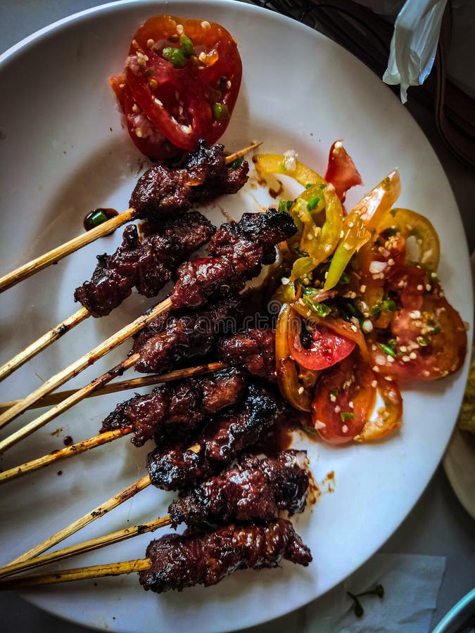 Small Piecies of Meat Roasted on Skewer Stock Photo - Image of skewer ...