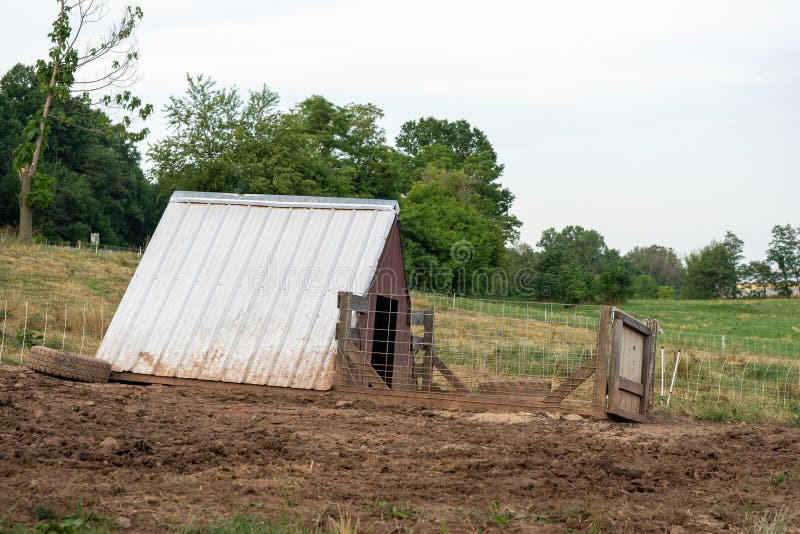 Small Pig Barn in the Pasture in the Outdoors Stock Photo - Image of ...