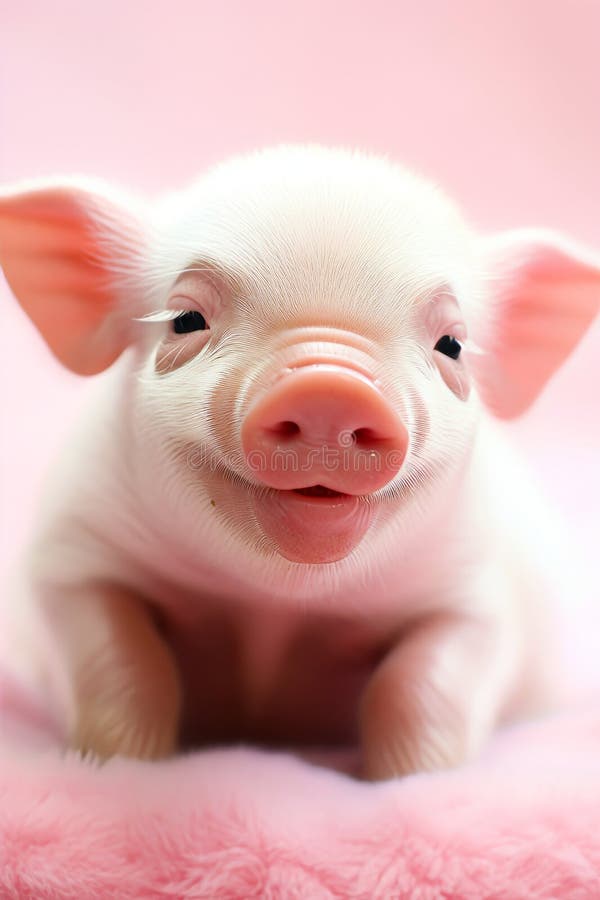 Small Pig with Big Smile on Its Face and Nose. Generative AI Stock ...