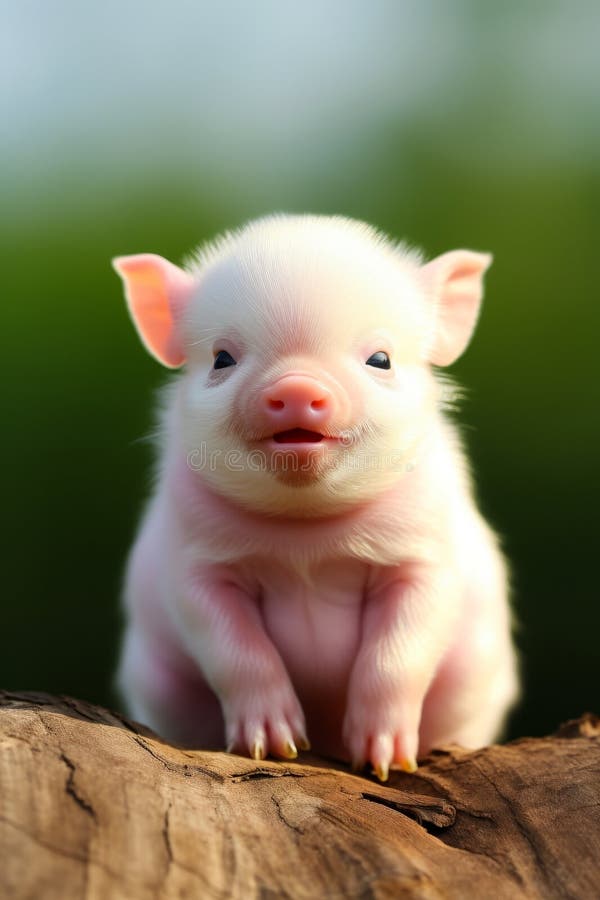Small Pig Sitting on Top of Tree Branch with Its Eyes Open. Generative ...