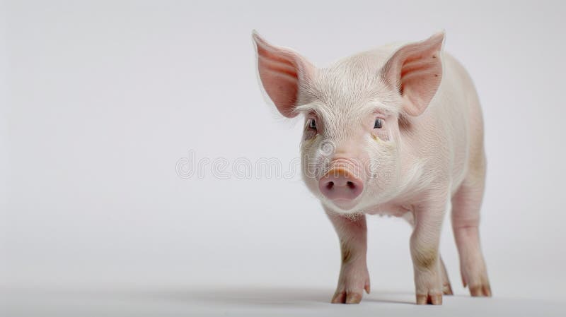 A Small Pig Standing in Front of a White Background. Suitable for ...
