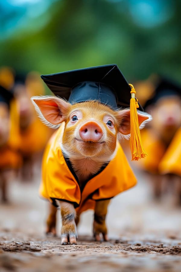 Small Pig Wearing Graduation Cap Gown Stock Photos - Free & Royalty ...