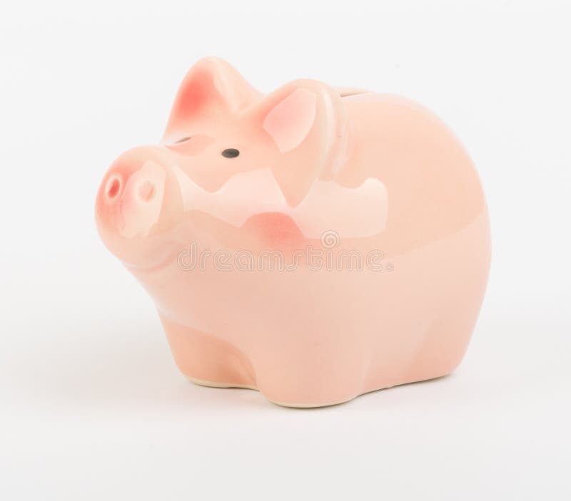 Small Piggy Bank on White, Front View Stock Image - Image of save, nice ...