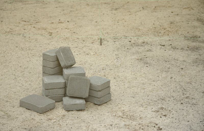 Small Pile of Gray Walkway Slabs Lying in Stack Outdoors. Material for ...