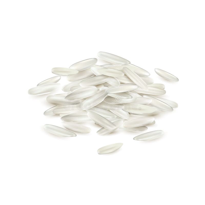 Small Pile of Long Grain White Rice. Stock Illustration - Illustration ...