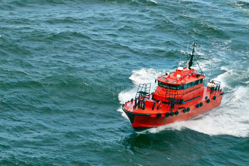 Small Pilot Boat Sailing in the Ocen Stock Image - Image of retire ...