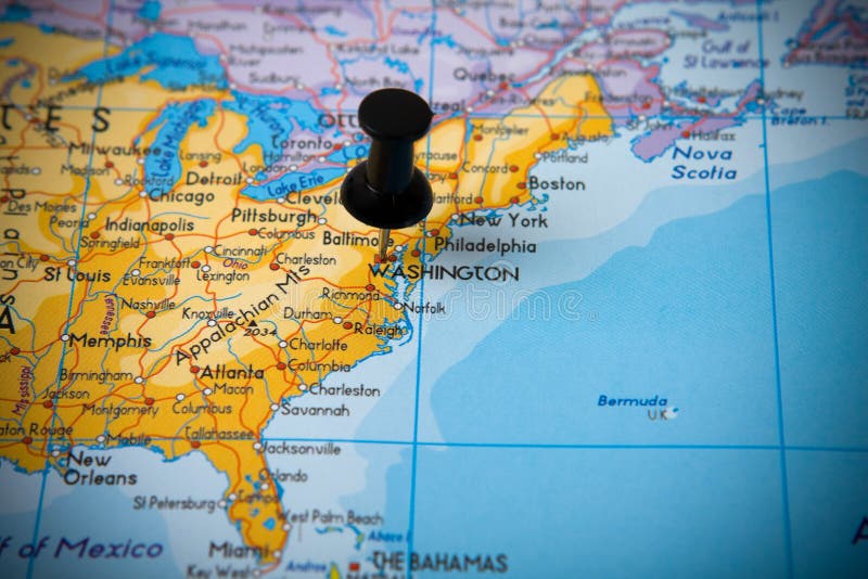Small Pin Pointing on Washington Stock Photo - Image of route, page ...
