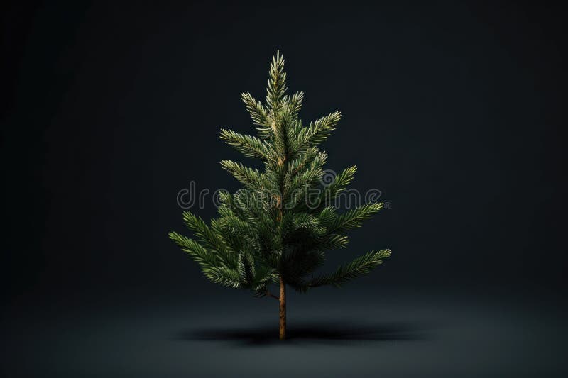 A Small Pine Tree Stands Alone on a Dark Background Stock Image - Image ...