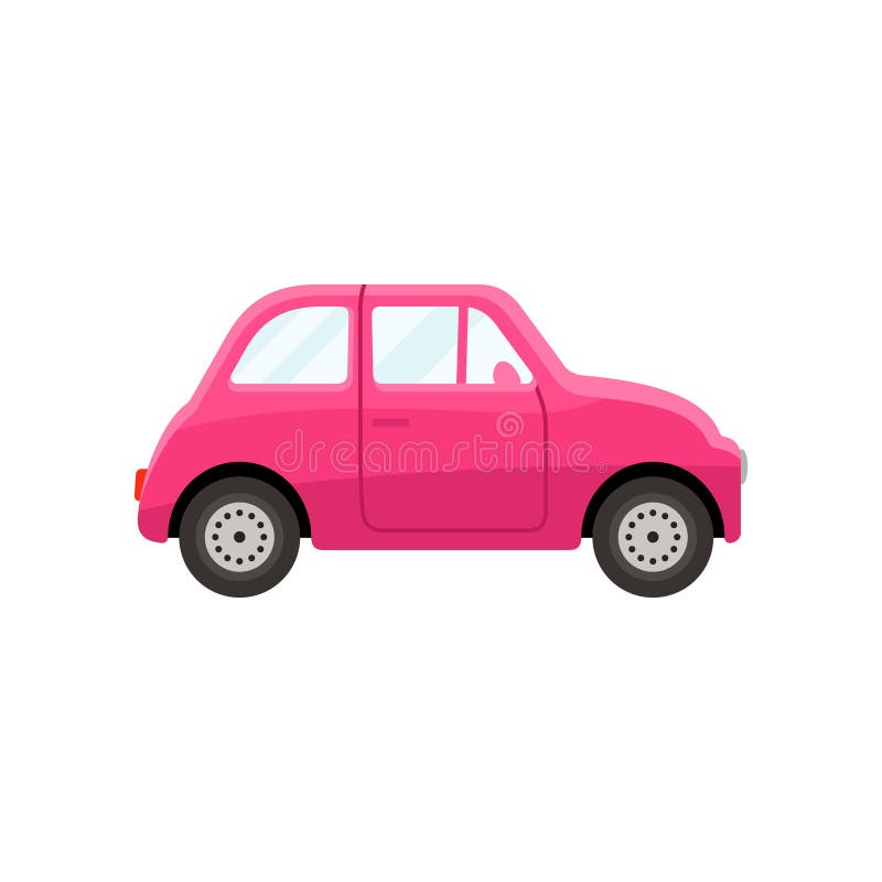 Compact Hatchback Car Pink Coloured Flat Style Vector Illustration ...