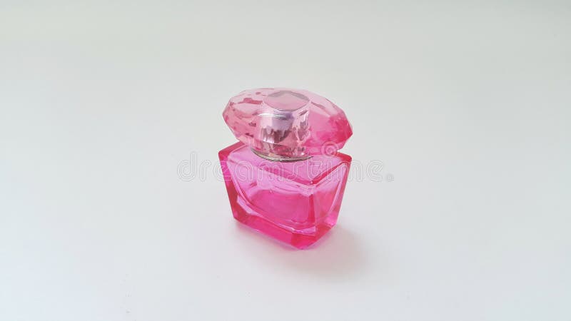 Small Pink Perfume Bottle on White Background Stock Image - Image of ...