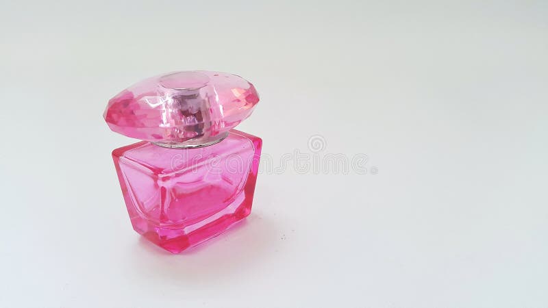 Small Pink Perfume Bottle on White Background Stock Photo - Image of ...