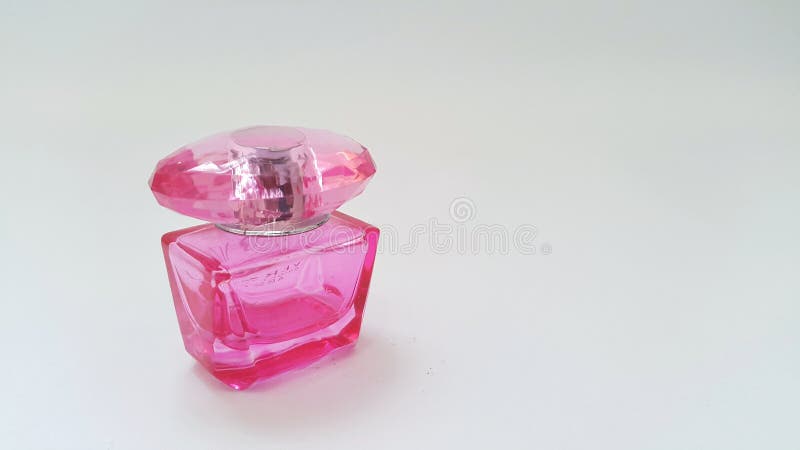 Small Pink Perfume Bottle on White Background Stock Photo - Image of ...