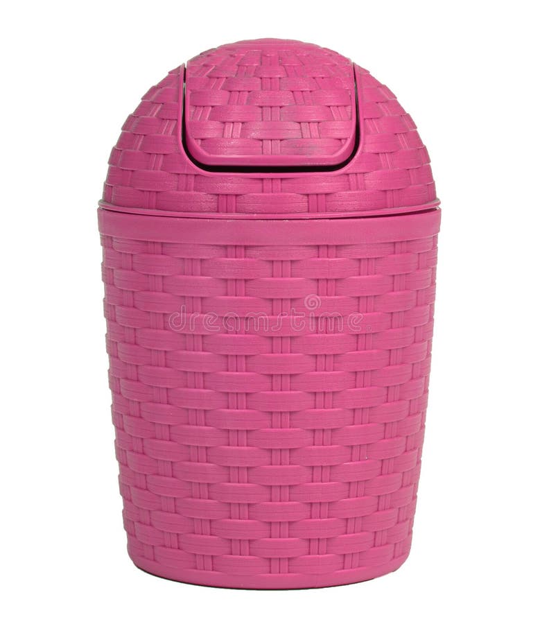 Small Pink Plastic Bin Isolated Stock Photo - Image of pink, garbage ...