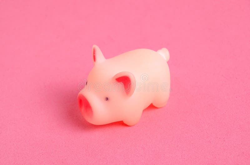 Small, Pink, Rubber Toy Pig on Pink Background Stock Photo - Image of ...