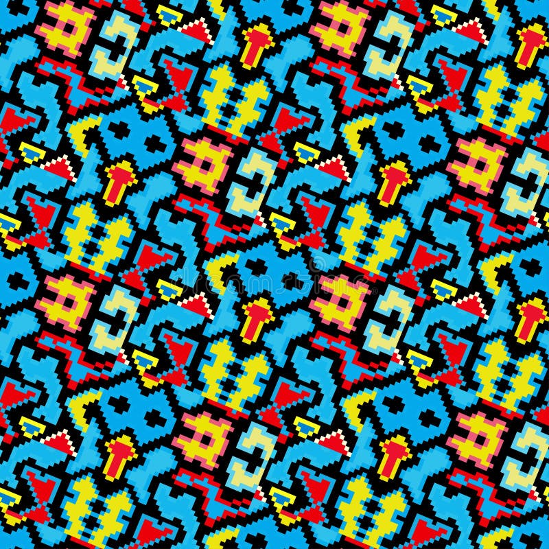 Small Pixels Colored Geometric Background Seamless Pattern Illustration ...