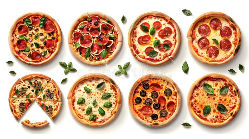 Small Pizza Images on White Background. Cut Out Stock Illustration ...