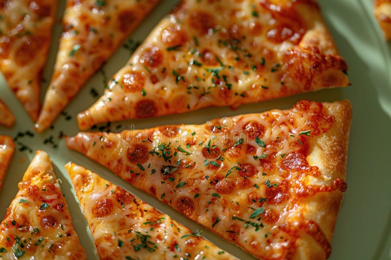 Small Pizza Slices on Pastel Green Background. Generative Ai Stock ...