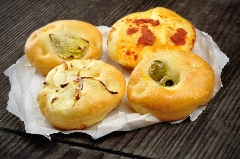 Small pizzas stock image. Image of pastry, board, pizza - 27607321