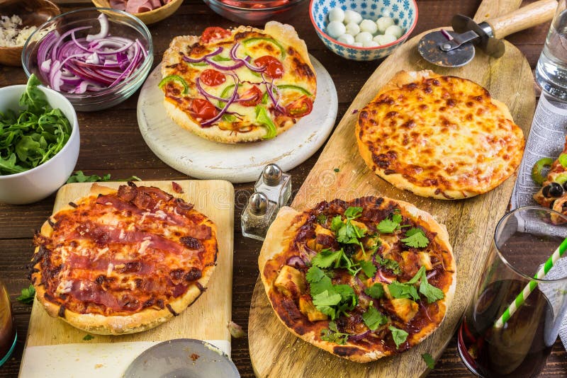 Small pizzas stock photo. Image of pizza, italian, board - 88436462