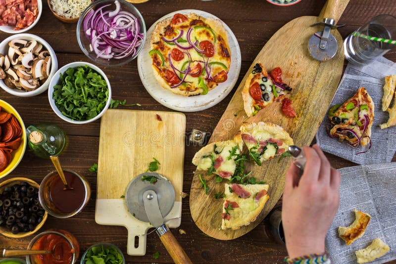 Small pizzas stock image. Image of traditional, vegetable - 88440849