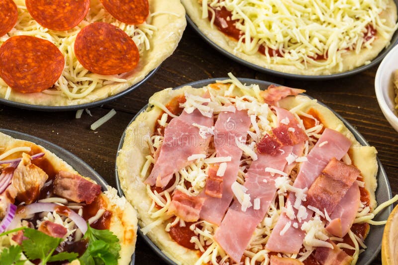 Small pizzas stock image. Image of individual, making - 88436447